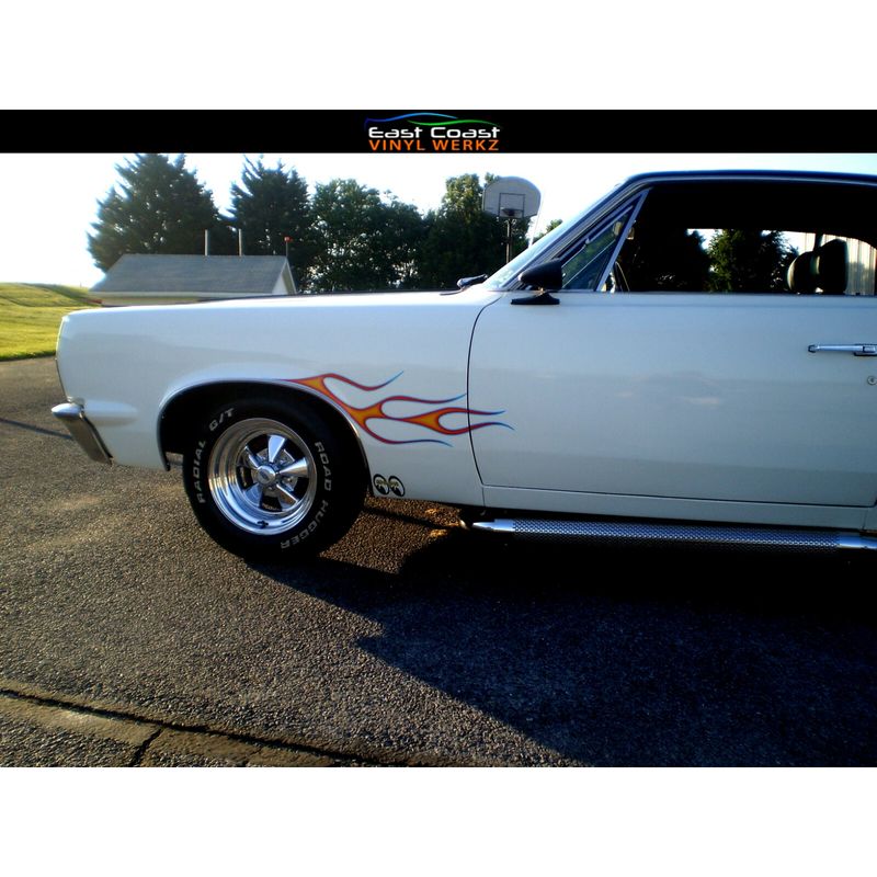 Hot Rod Flame decals 2pc set for Mopar Chevy Ford fenders cowl hood 4x4 ...