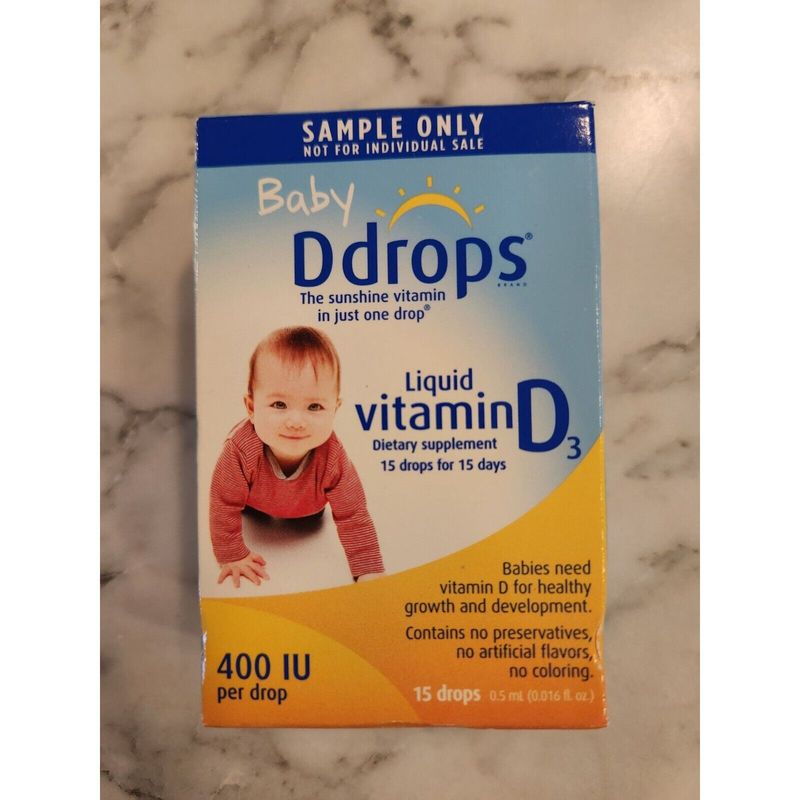 Baby D Drops Liquid Vitamin D3 Supplement 400 IU 15 Drops Sample ...