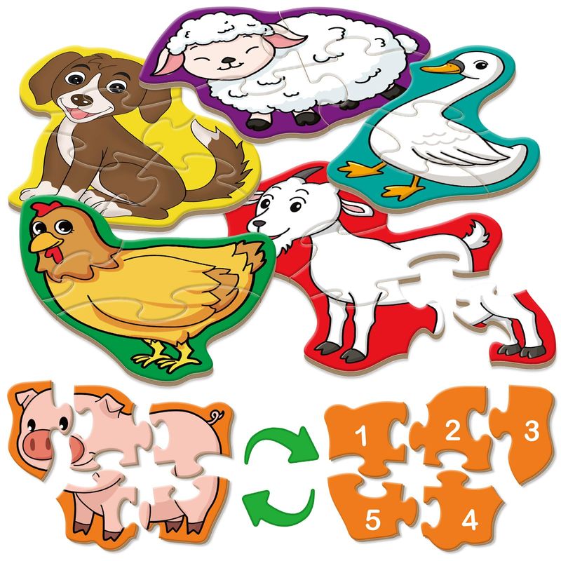 Broytain 9 Packs Farm Animal Puzzles for Kids Aged 3+,Shaped Puzzles ...