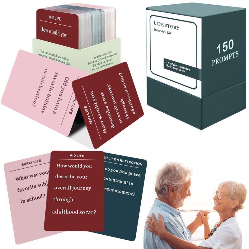 150 Pcs Life Story Interview Kit Cards, Family Conversation Cards ...