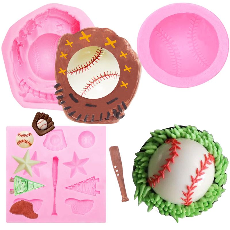 Baseball Chocolate Silicone Molds 3 Pcs, Softball Glove Fondant Mold ...
