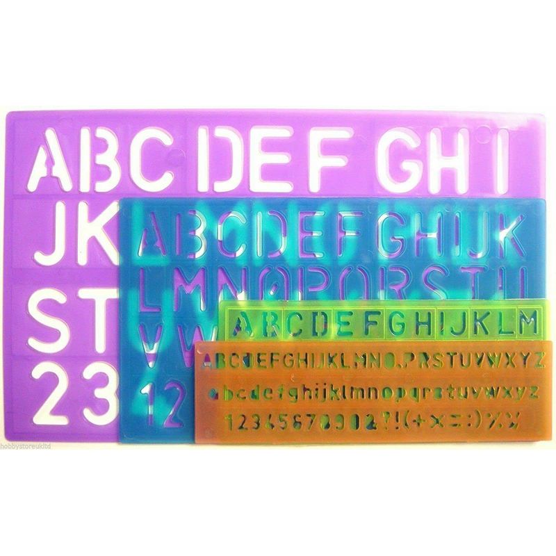 TRTO 4PCs Stencil Set 5mm to 30mm Alphabet Letters Number Plastic ...