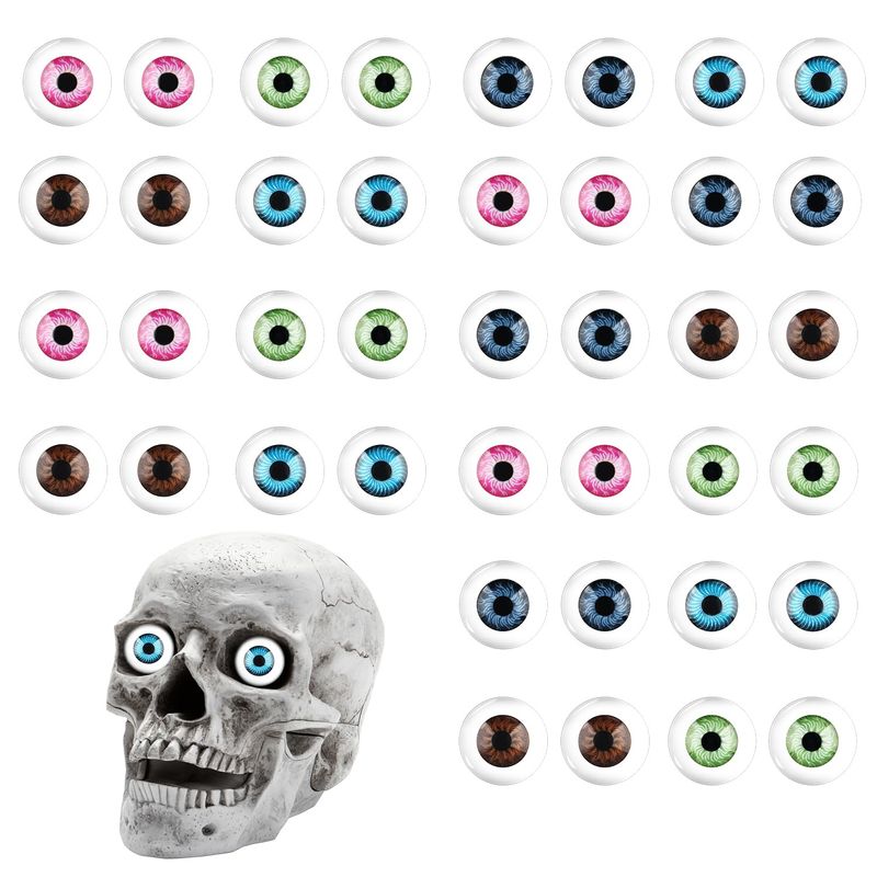 BOSMIOW 16mm Halloween Plastic Half Eyeballs,Multicolor Acrylic Doll ...