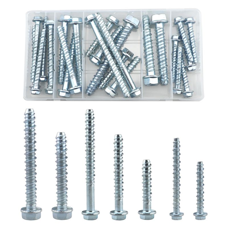 25 Pcs Concrete Self Tapping Anchor Bolt Kit(M6/M8/M10),Flange ...