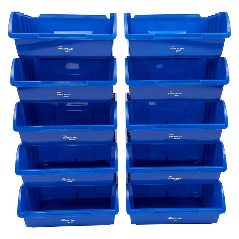 The Workplace Depot Large Plastic Stackable Blue Storage Bins for Parts ...
