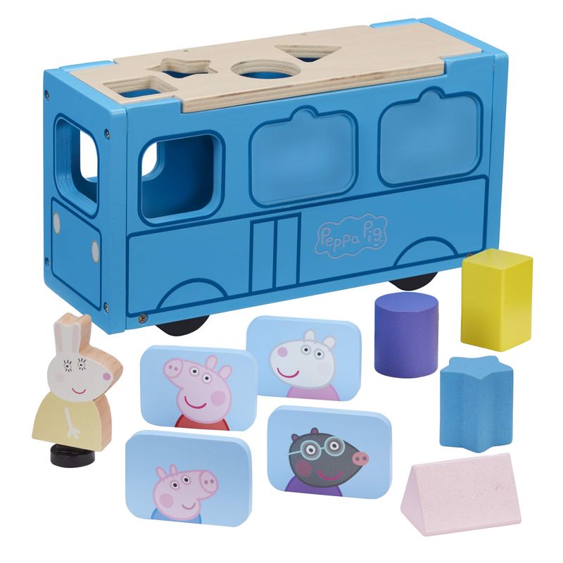 Peppa Pig 07222 Wooden School Bus Shape Sorter, FSC Wood, Wooden Toys ...