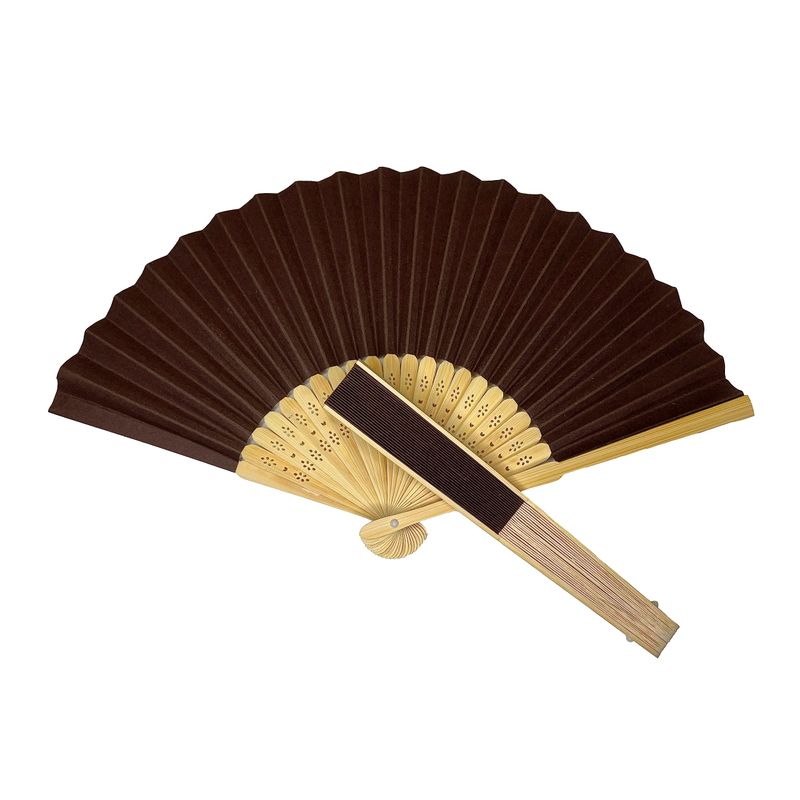 Parev Brown Paper Foldable Hand Held Bamboo Wooden Fan - Online ...