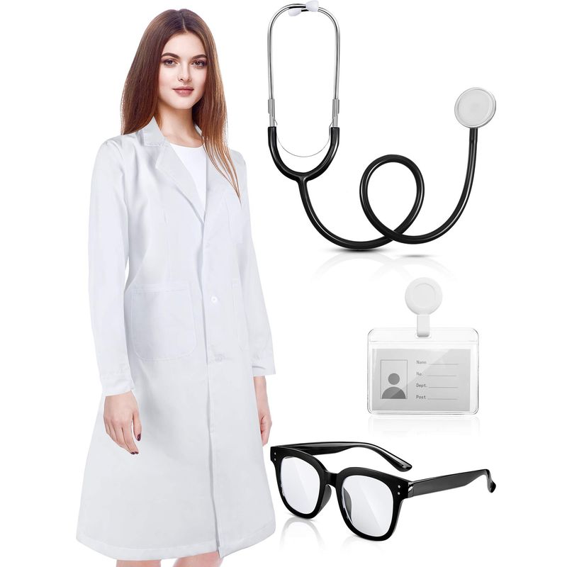 Scientist Costume Set Labcoat Stethoscope Glasses Personalized ID Card ...