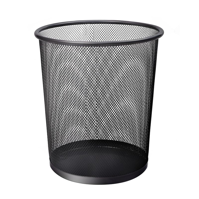 KEPLIN Round Trash Can - Black Non-slip Mesh Bin, Stylish & Sturdy ...