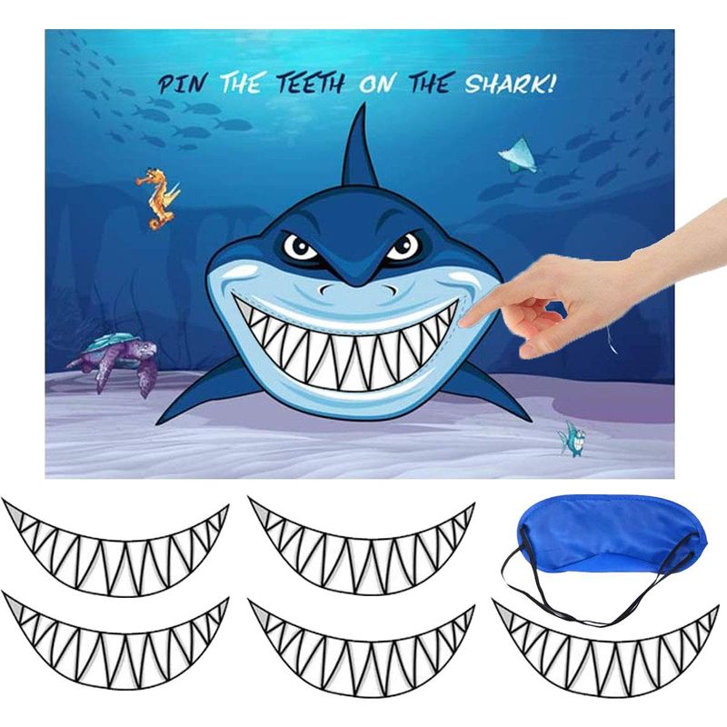 CocoHut Shark Party Supplies, Pin The Teeth on The Shark, Shark Party ...