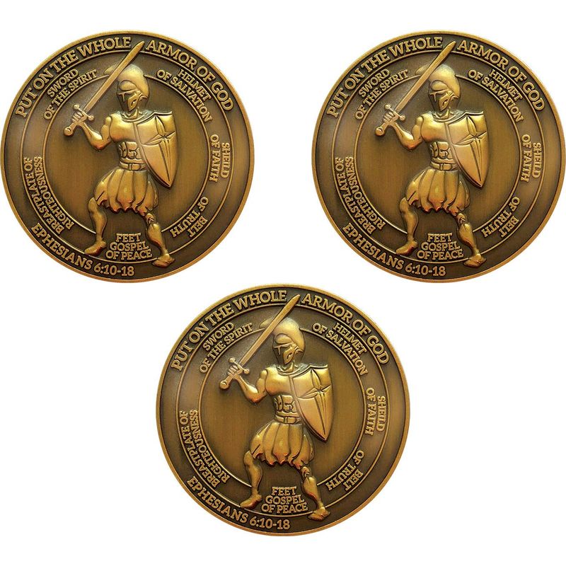 Armor of God, Bulk Pack of 3 Mighty Warrior Religious Challenge Coins ...