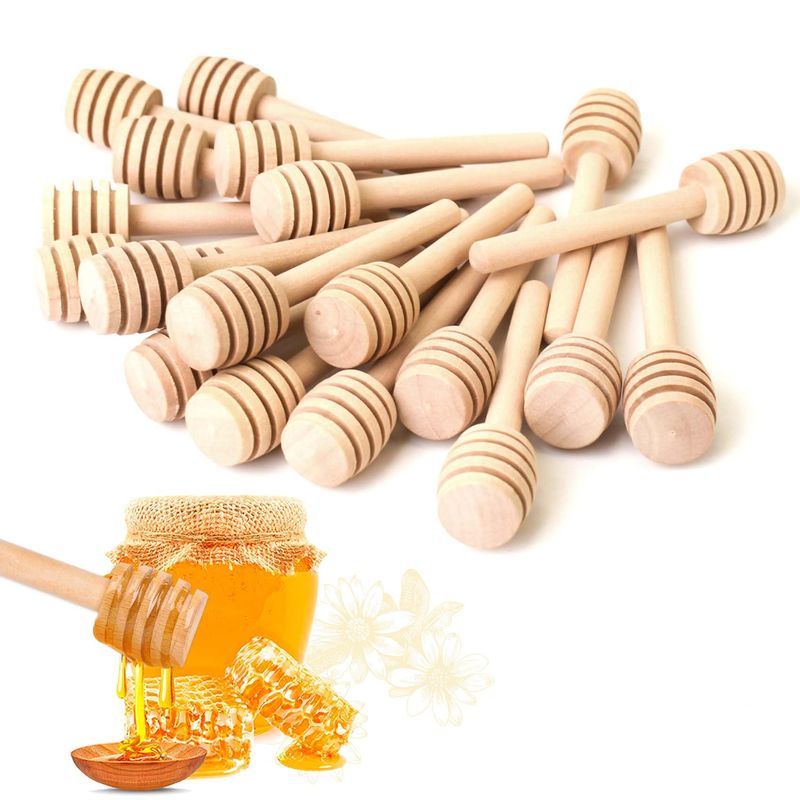 20 Pcs Honey Sticks Mini Honey Dipper, 3inch Wooden Honey Comb Honey ...