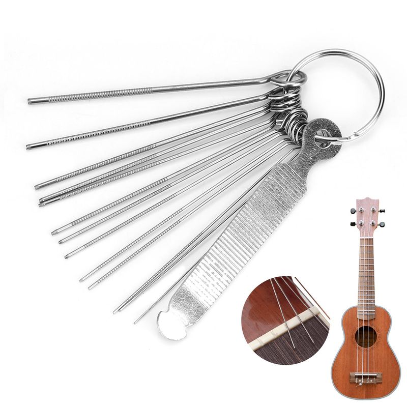 8.5 cm / 3.34 inch Guitar Nut File Set, 14 in 1 Guitar Bridge Saddle ...