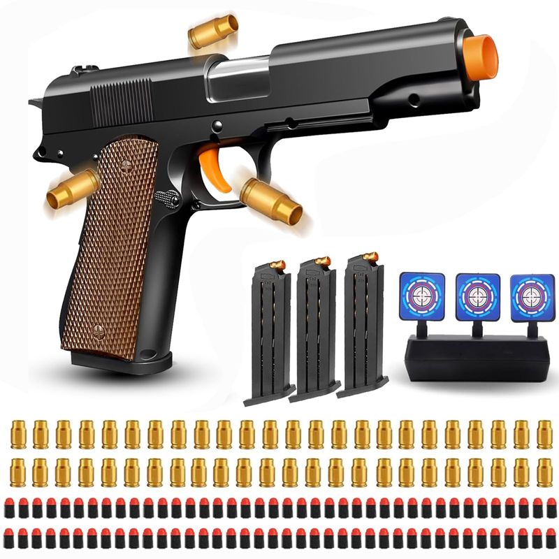 Toy Gun Soft Bullet, Cool Toy Pistol Soft Foam Bullets with 3 Magazines ...