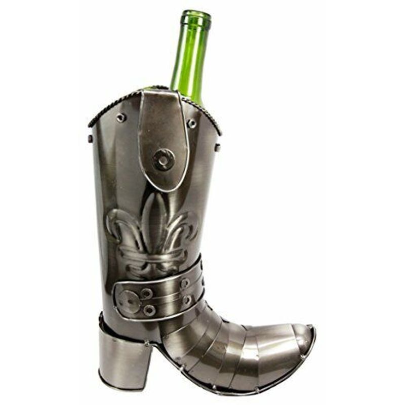 Le Fleur Crusader Medieval Knight Boot Steel Metal Wine Bottle Holder ...