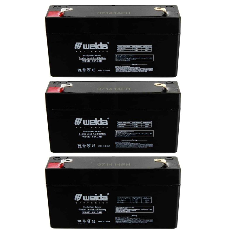 NEW 3pc 6V 1.3Ah SLA Battery WB613 For UB613, D5731, WKA6-1.3F - Online ...