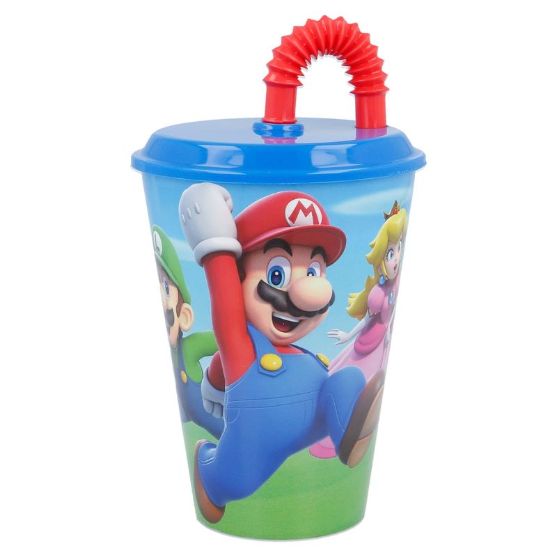 Stor Easy Cane Tumbler 430 ml Super Mario, Pack of 1, Multi-Coloured ...