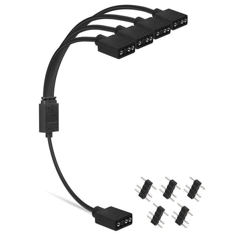 upHere 5V 3Pin ARGB Splitter Cable 1 Female to 4 Female 3 Pins Extension Connector Cord Wire for ...
