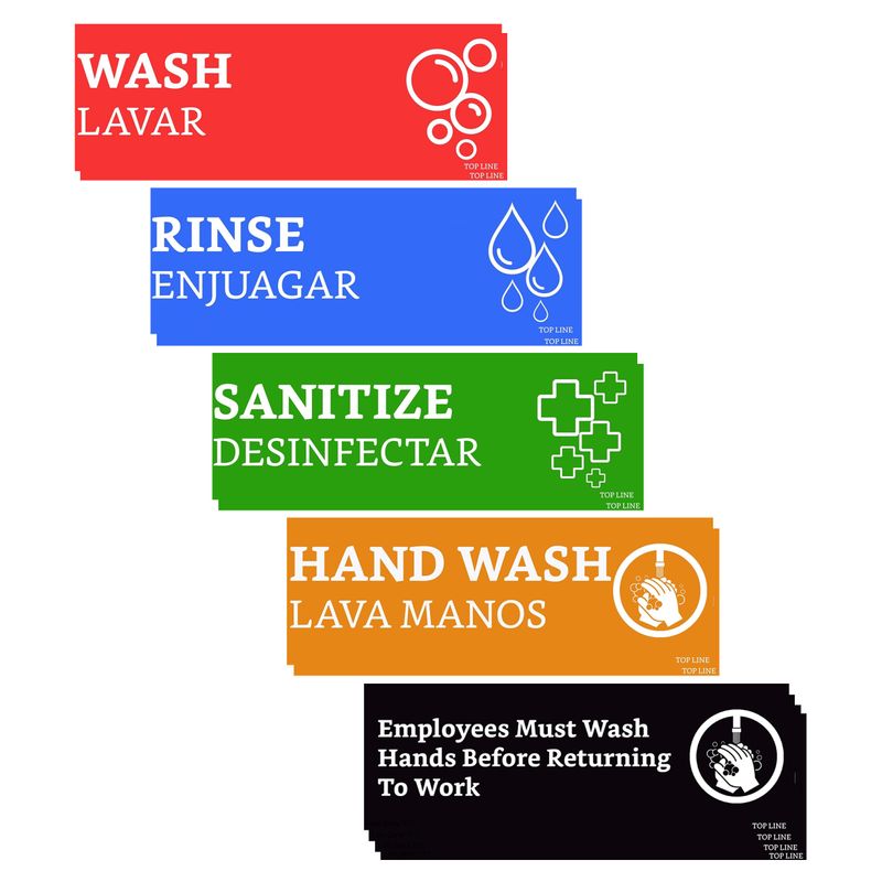 Wash Rinse Sanitize Sink Labels Signs with Hand Wash Signs (12 Labels ...