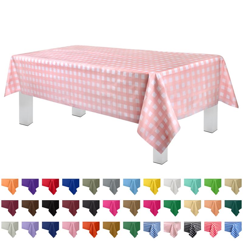 Grandipity Pink Gingham Checkered Plastic Table Cloth Disposable (6 Pk ...