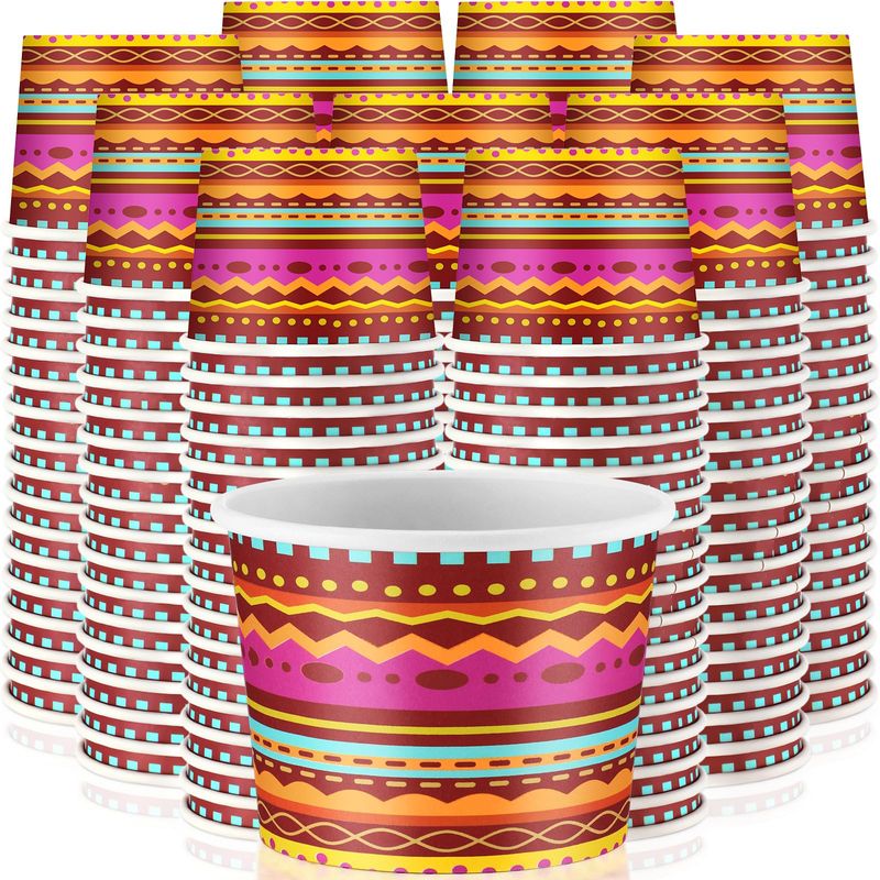 Ziliny 200 Pcs Fiesta Paper Cups Mexican Serape Disposable Beverage ...