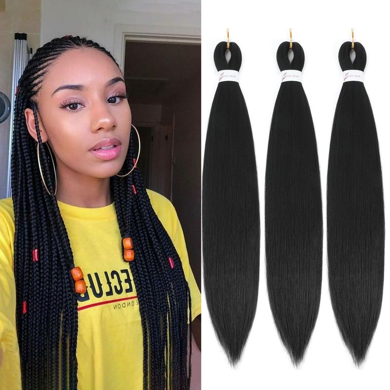 Black Braiding Hair Pre Stretched Easy Braiding Hair Yaki Texture ...