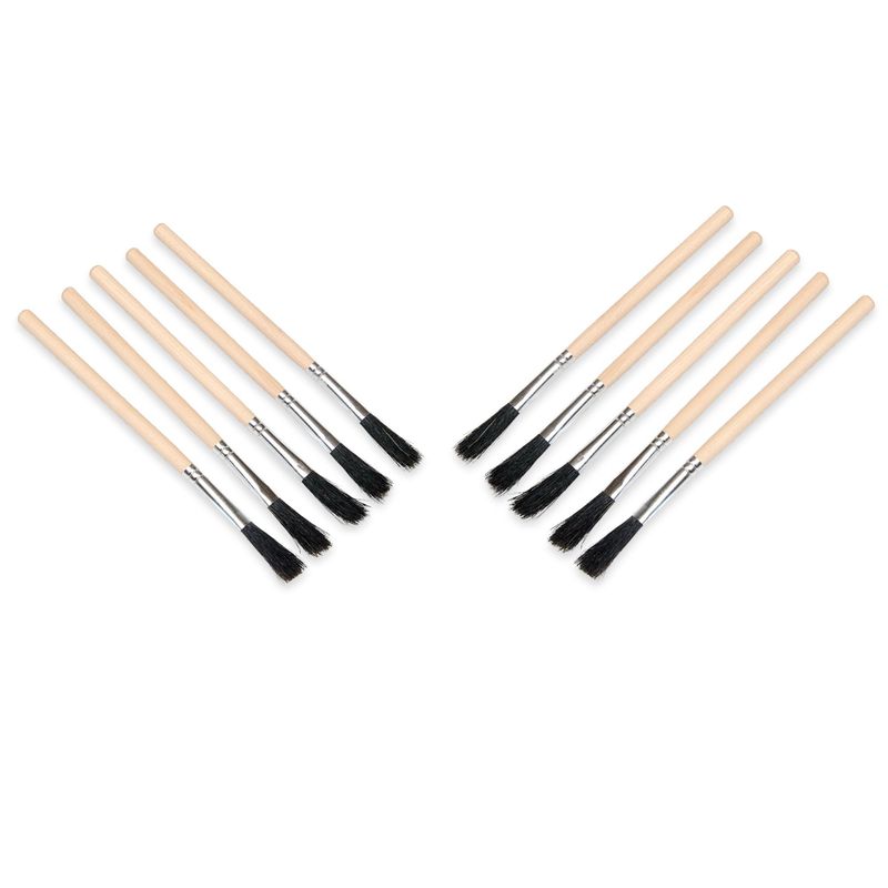 LavaTap Flux Brush 10 Pack – Wooden Handle Brushes with Steel Grip for ...