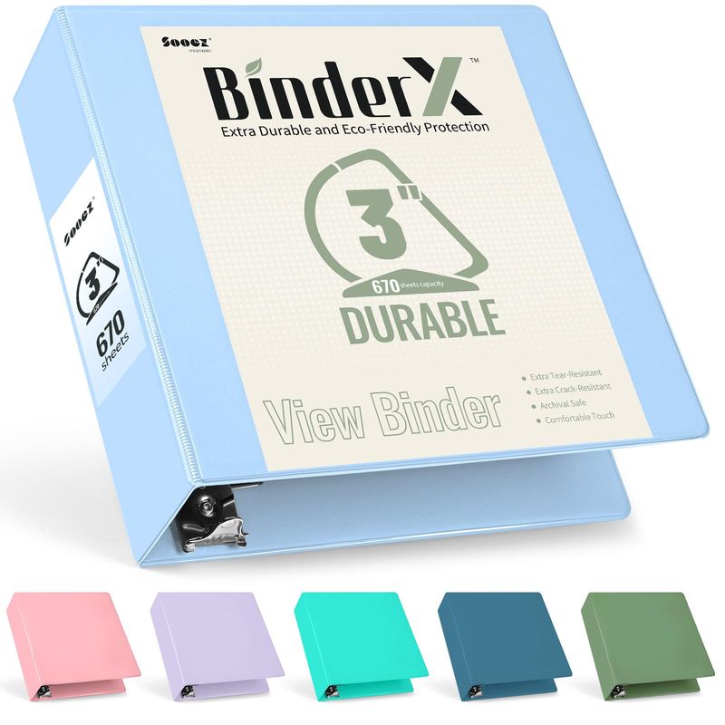 Sooez BinderX Extra Durable 3 Ring Binder, Holds 670 Sheets of 8.5x11 ...