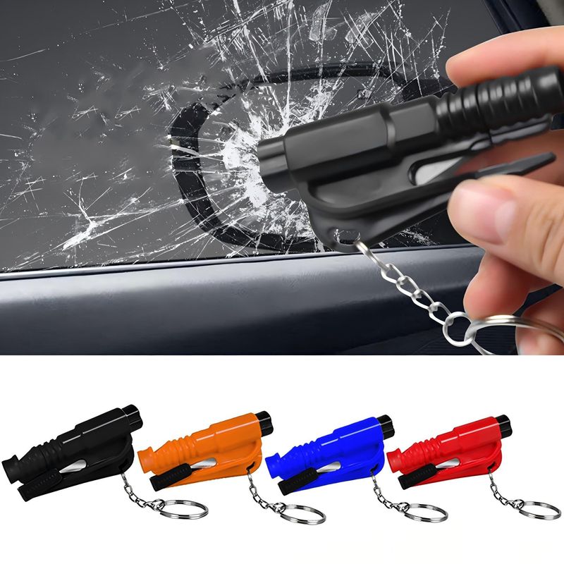 RUIENGCOMM 4 Pieces Car Window Breaker Emergency Keychain Car Escape Tool 3-in-1 Seatbelt Cutter ...