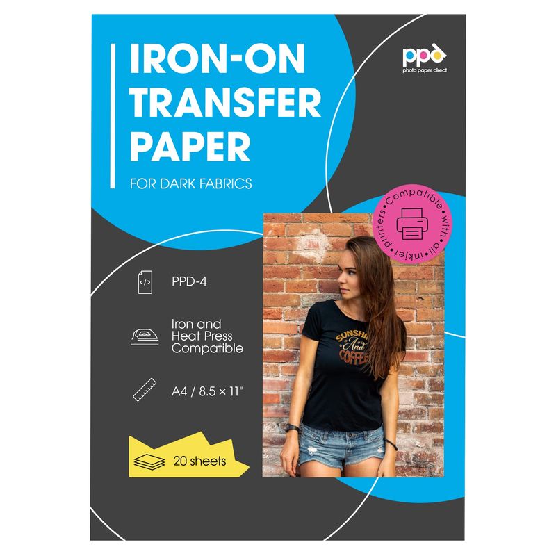 PPD Inkjet Premium T Shirt Transfer Paper - Iron On for Dark Fabric - 8 ...
