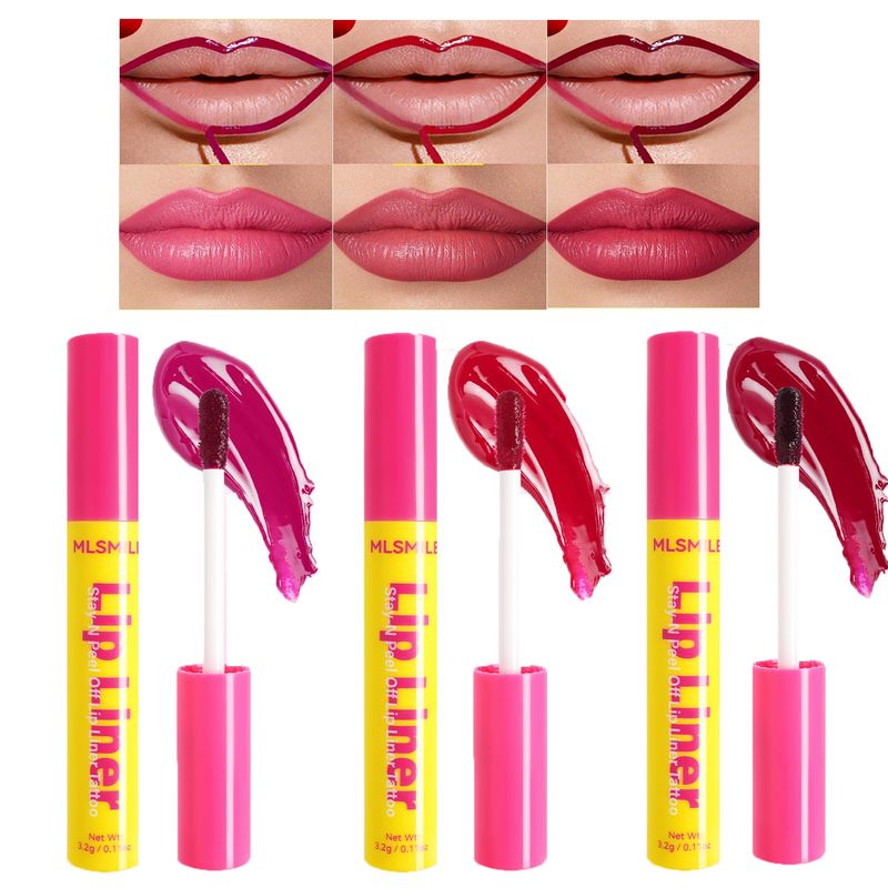 Peel off Lip Liner Stain,3 colors Lip Liner, Waterproof Lip Stain Peel ...