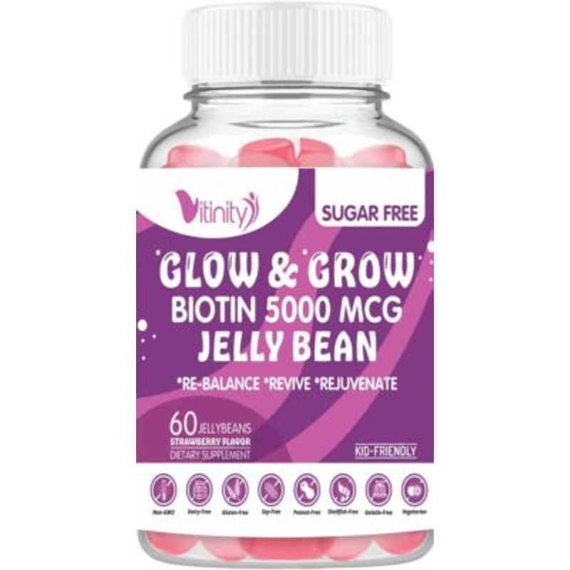 (60 Chews) VITINITY Glow & Grow Biotin 5000 Mcg Jelly Beans - Online ...