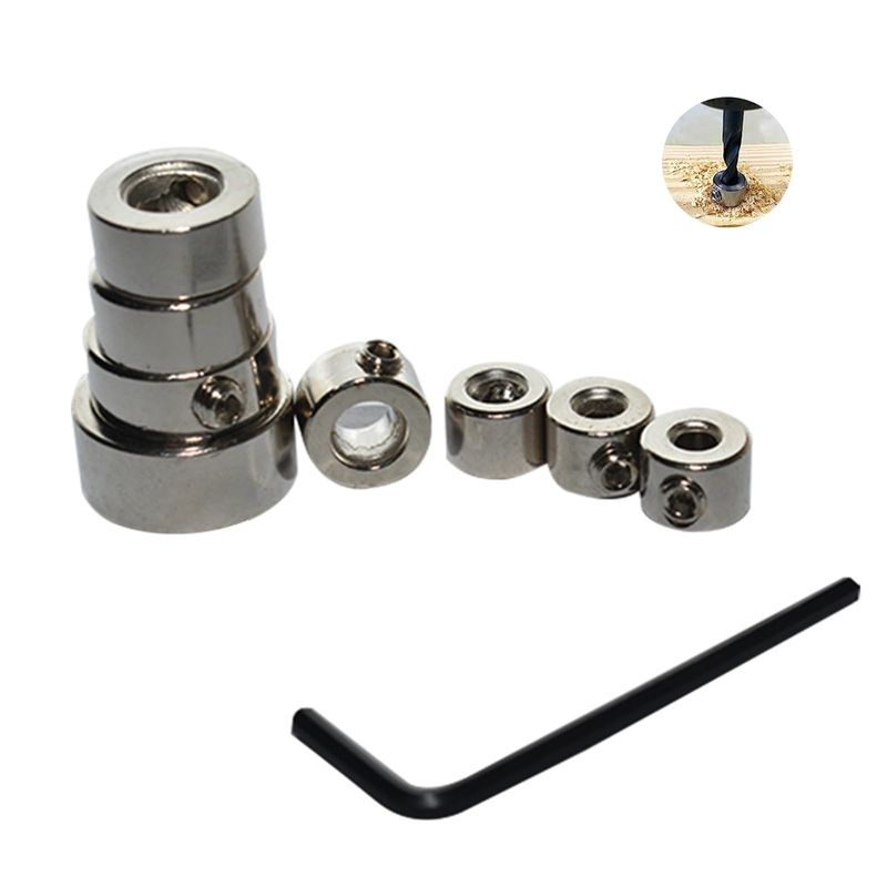 8 PCS Step Drill Bit Depth Stop Collar Ring Positioner Locator ...
