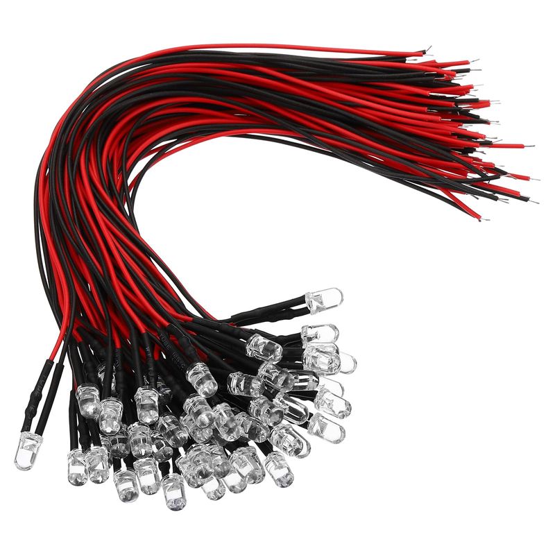 PATIKIL 50 Pack 5mm Warm White LED Lights, 3V-6V, 20mA, Ready to Use ...