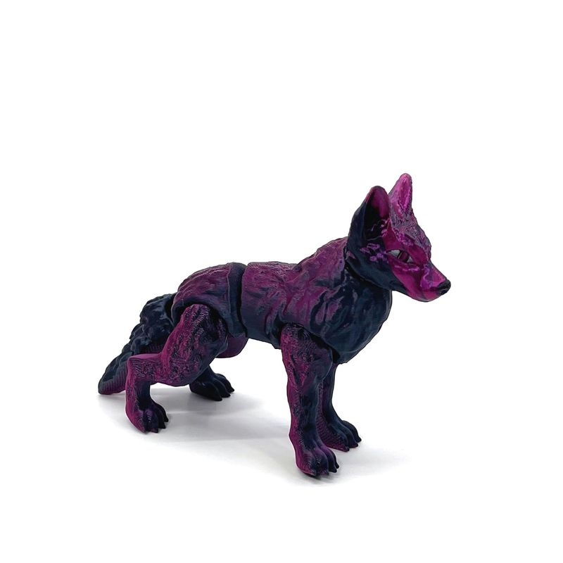 Articulated Wolf 3-D Printed, Dual Color Fidget Wolf Toy, Articulated ...