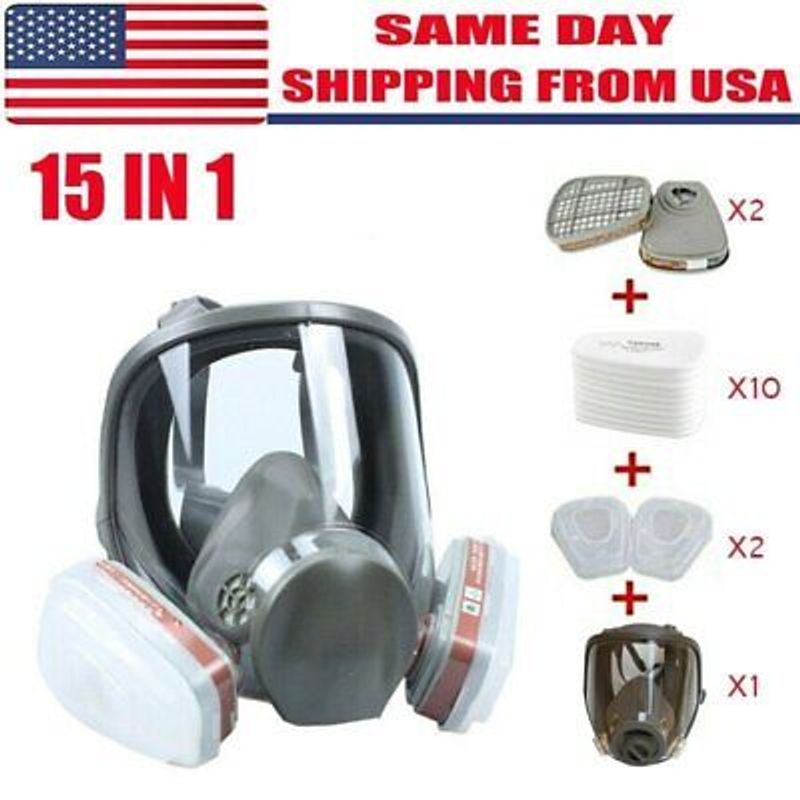 US Full Face Gas Mask Painting Spraying Respirator w/Filters for 6800 ...