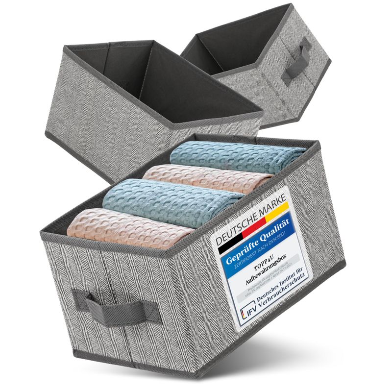 TOPP4u Small Fabric Storage Box, 26 x 18 x 15 cm, Set of 3, Boxes ...