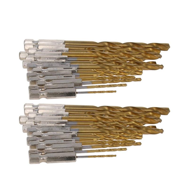 Utoolmart Hex Shank Drill Bit Set, 26pcs (13Pcs x 2Set) HSS Titanium ...