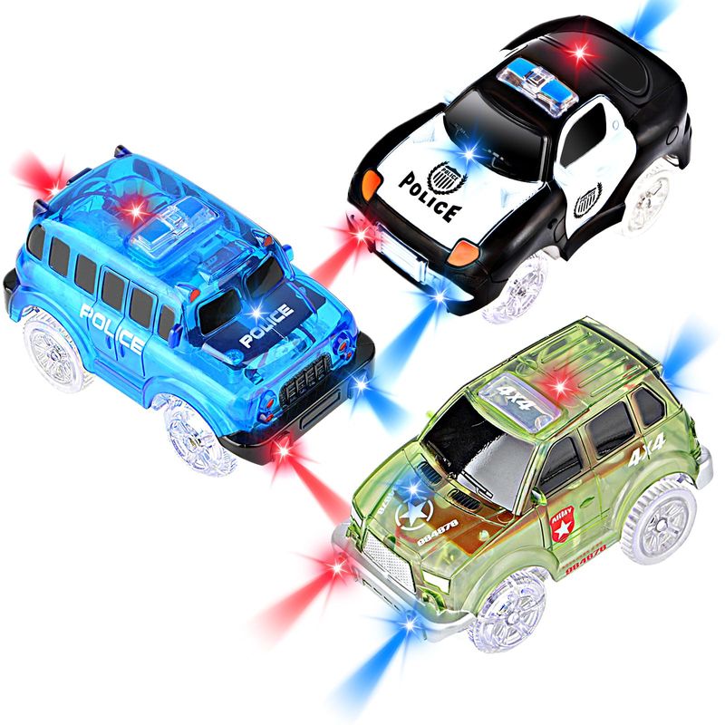 AniSqui Glow Tracks Cars Only, 3 Pack Light-up Flexible Cars with 5 LED ...