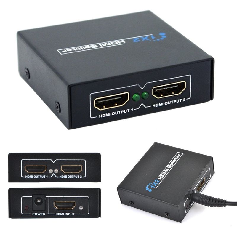 1 IN 2 OUT HDMI Splitter Duplicator Amplifier Full HD 1080P with AC ...
