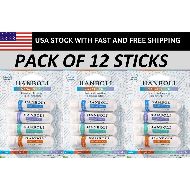 New Nasal Stick Pack OF 12 Enhance Breathing + Boost Focus Breathe ...