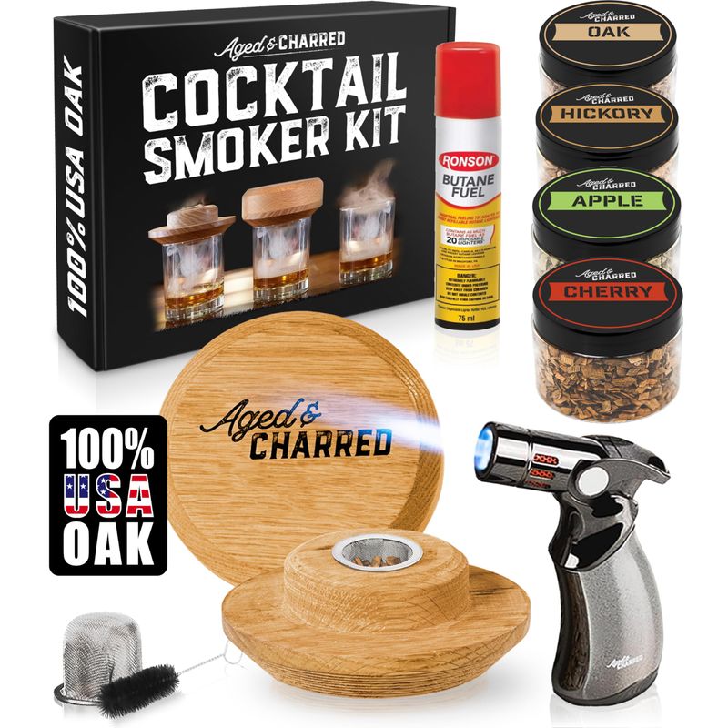 Cocktail Smoker Kit with Torch and Butane - 100% USA Oak Smoker, High ...
