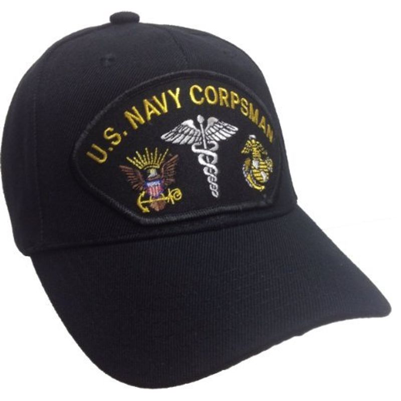USNAVYSUBVET Corpsman Hat Navy Marine Corps FMF Black w/Free Sticker ...