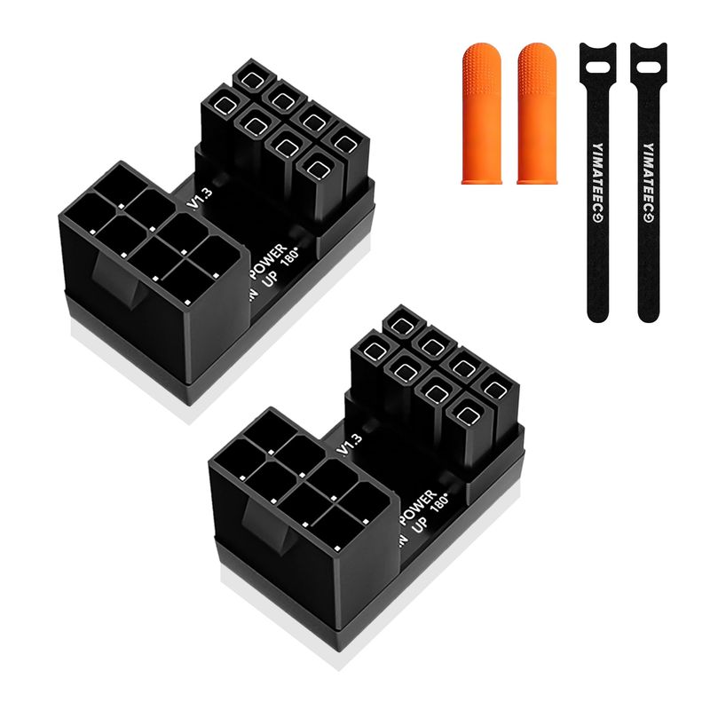 YIMATEECO 8-Pin GPU Power Adapter,2 Pack U Turn 180 Degree Angled 8pin ...