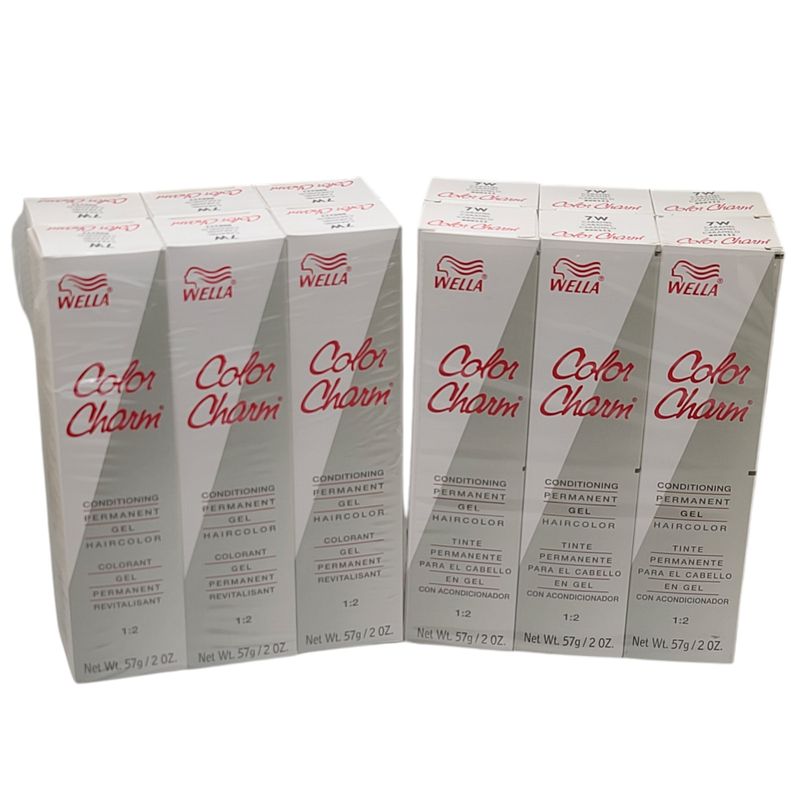 12 Pack Wella Color Charm Permanent Gel Hair Color 7W Caramel - 2 oz ...
