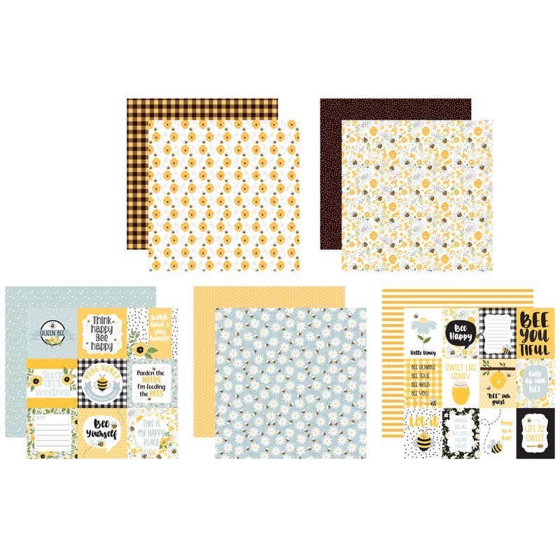 Honey Bee Scrapbook Paper 12x12 Inch - Bee Cardstock Paper with Bees ...