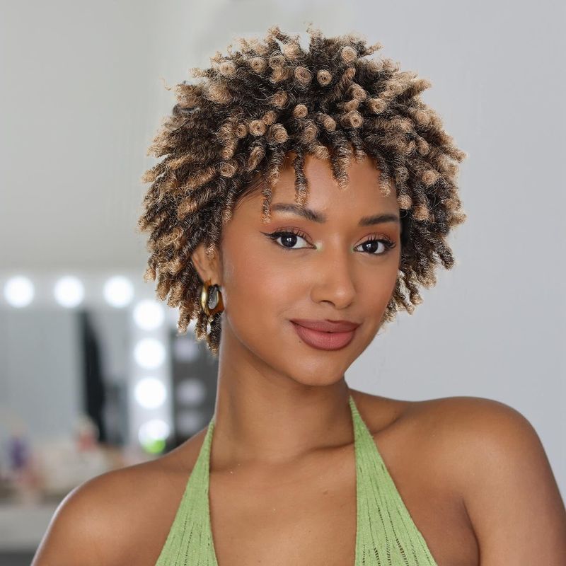Lady Miranda Short Afro Dreadlock Wig Afro Curly Wig Short Twist Wigs ...