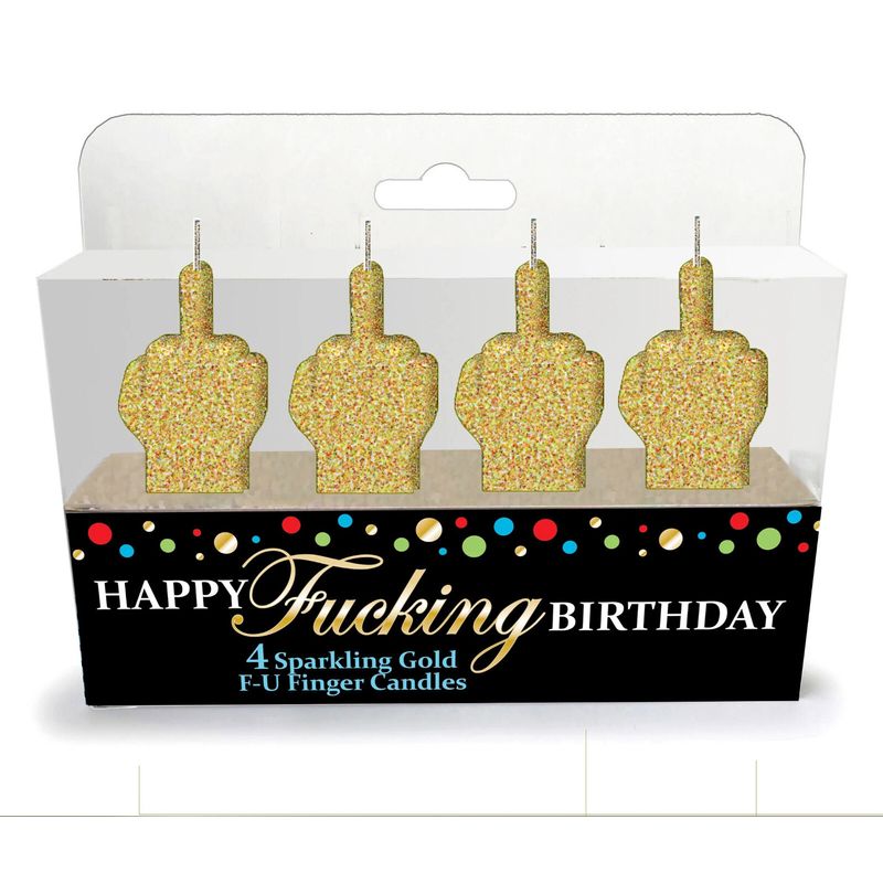 Middle Finger Candle Set 4 Gold Glitter Middle Finger Birthday Cake ...