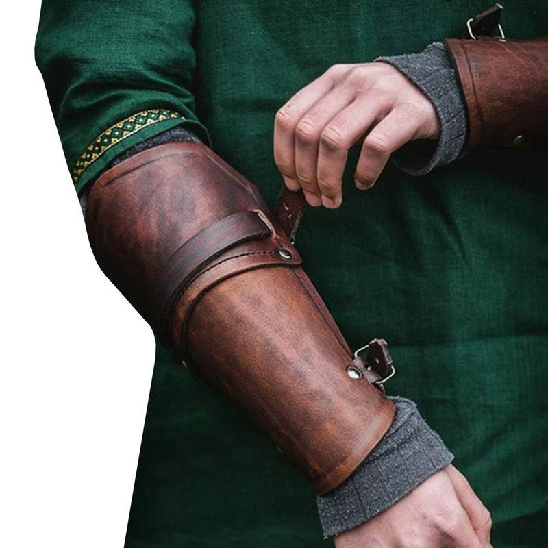 Syktkmx Faux Leather Armor Gauntlet Bracers Viking Gauntlet Wristband ...