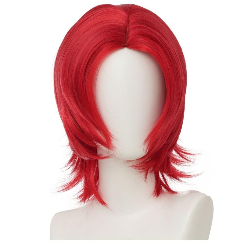 Swiking Red Mens Wig Short Curly Anime Shanks Synthetic Cosplay Costume ...